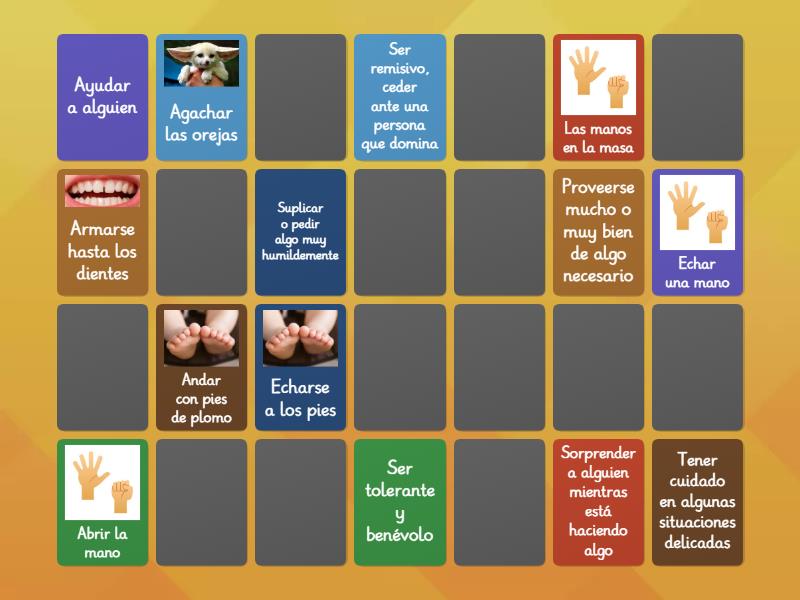 Modismos partes del cuerpo - Parejas