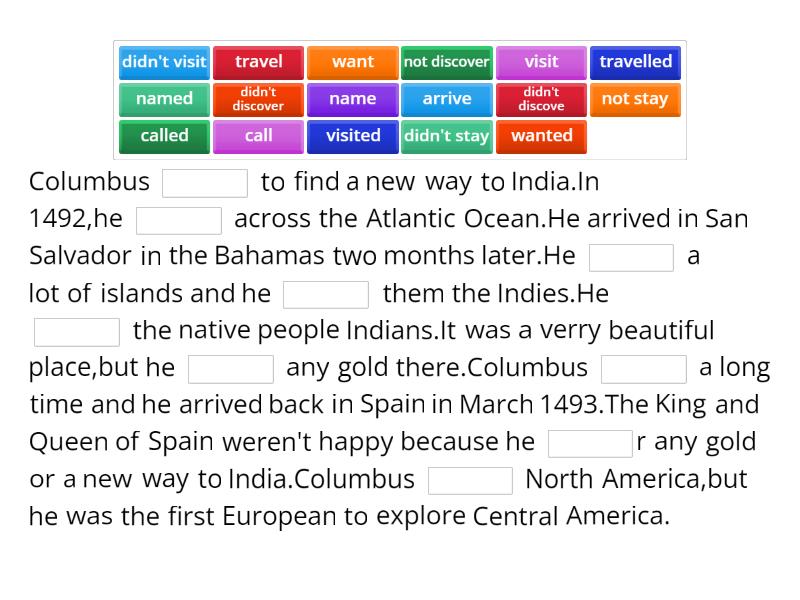 christopher columbus - Complete the sentence