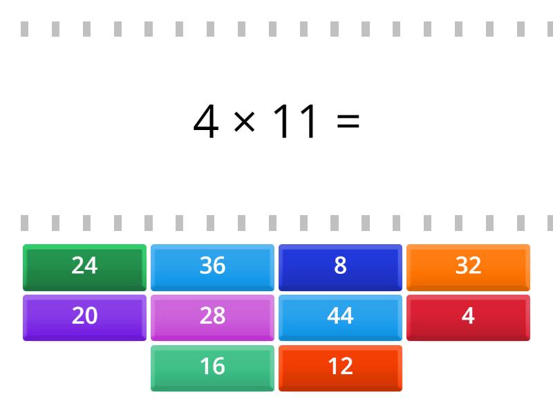 4 Times Table Quiz - Find the match