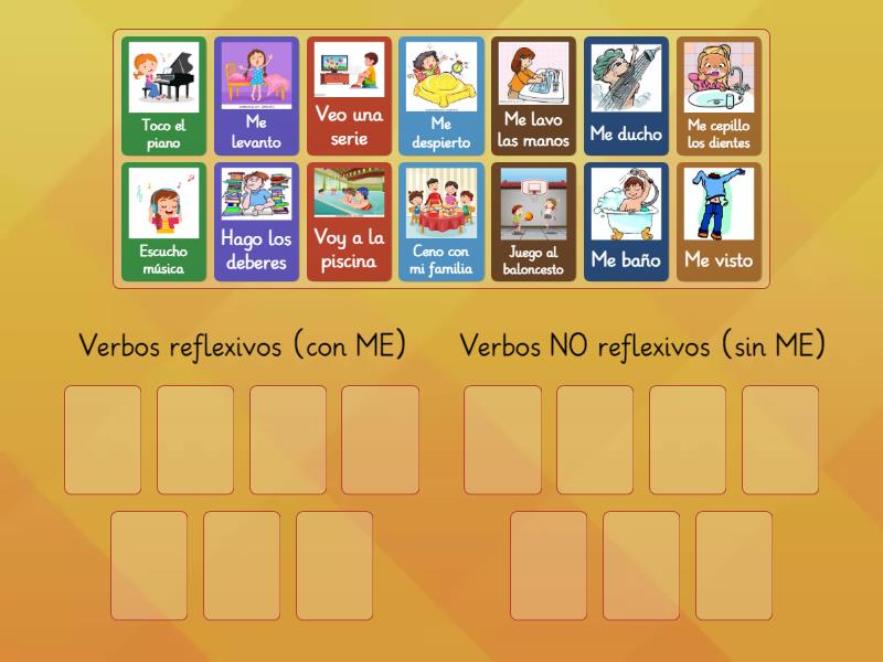 ¿Verbos reflexivos o verbos NO reflexivos? - فرز المجموعات