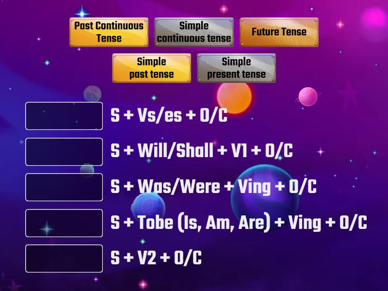 MATCH THE TENSE'S NAME WITH THE PATTERN - Match up