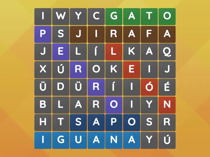 Animales de un ecosistema terrestre - Sopa de letras