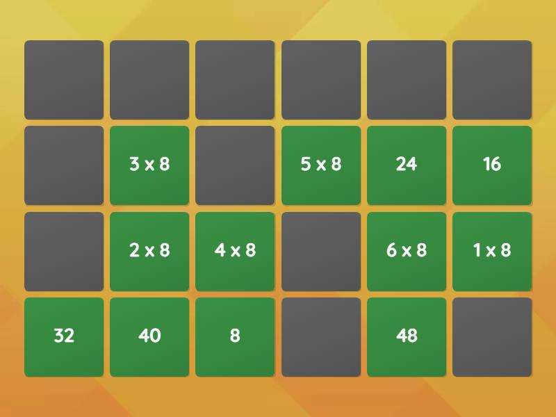 8x tables - Matching pairs