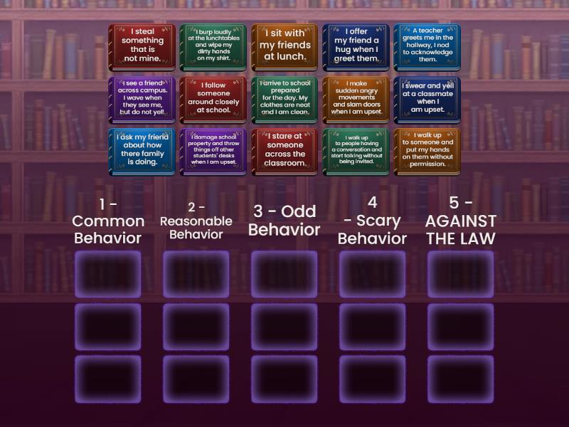 1 to 5 Behavior Sort - 5 is Against the Law - Group sort