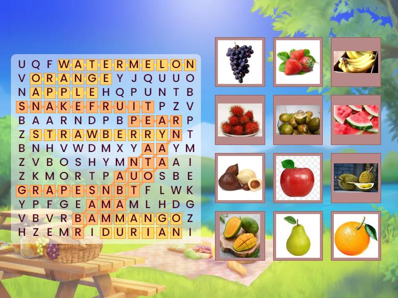 fruits - Wordsearch