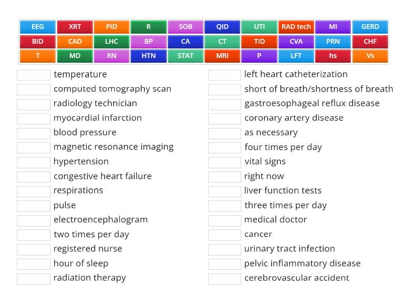 Abbreviations practice - Match up