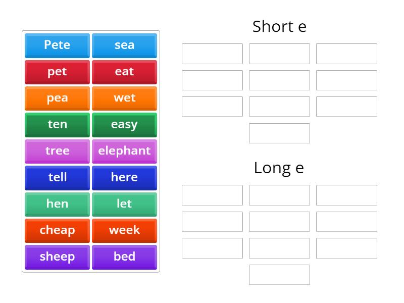 Short and long e sound - Group sort