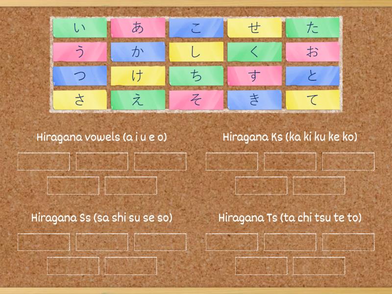 20 Hiragana sound sorting vowels Ks Ss Ts - Group sort