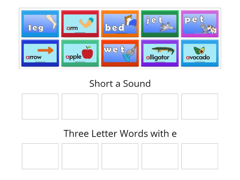 Sort the objects that begin with short a sound. - Групповая сортировка