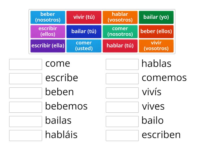 pravidelná slovesa - verbos regulares - Une las parejas