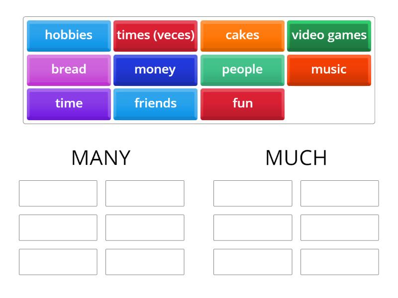 Gold Exp A2 - countable vs uncountable - many vs much - Group sort
