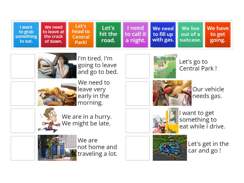 Travel phrases and idioms. - Match up