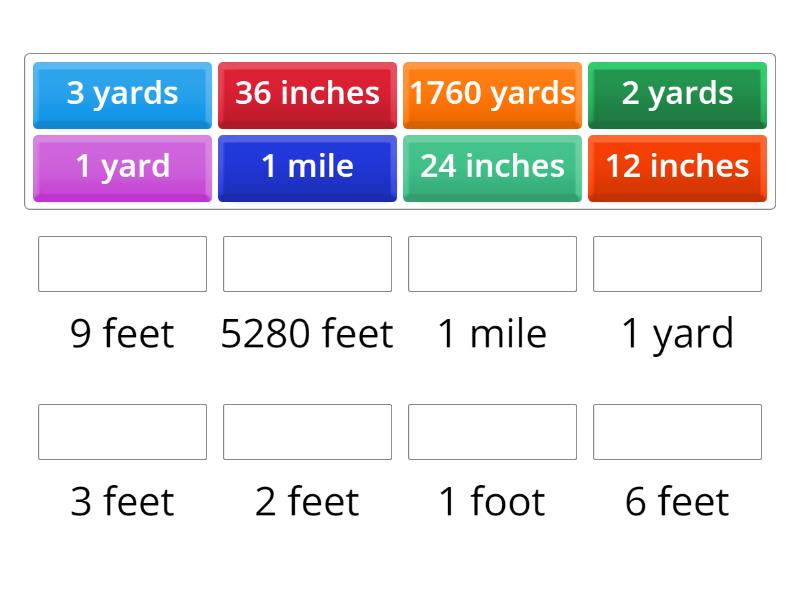 Yards Feet Inches Miles Match Up