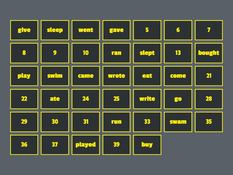 : Simple Past Tense - Matching pairs