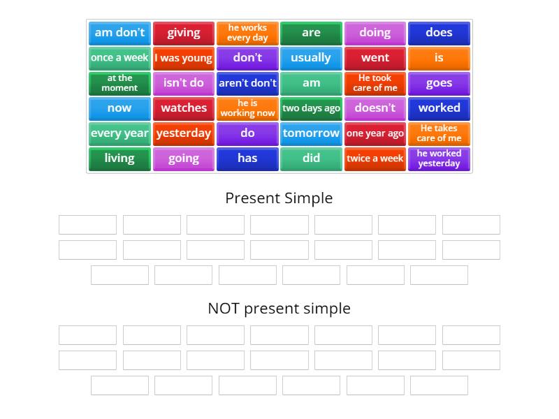 Present Simple - Group sort