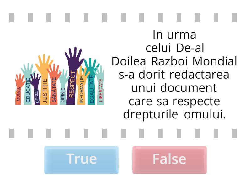 Recapitulare ed sociala-clasa a VII-a - True or false