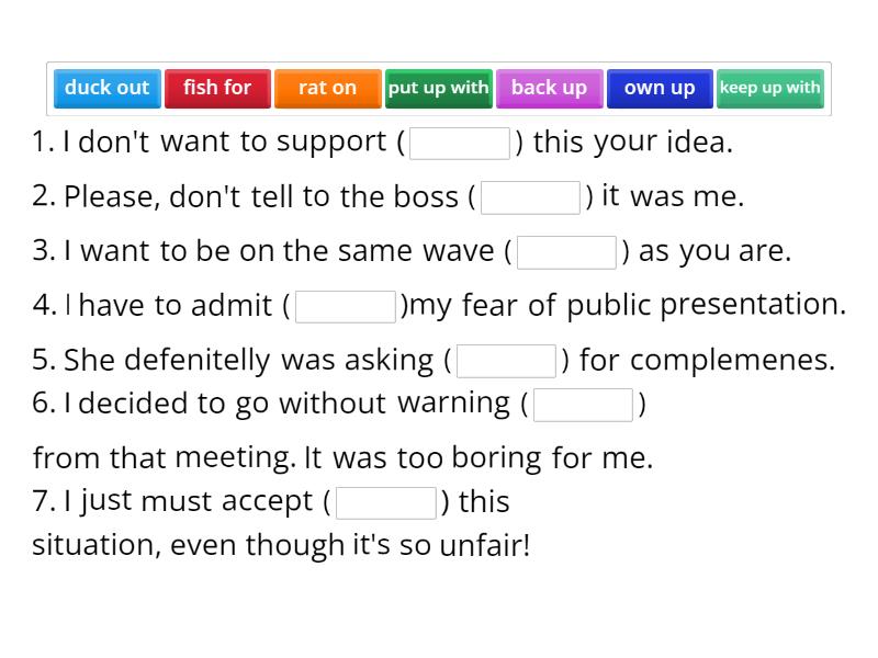 Phrasal verbs (replace) - Complete the sentence