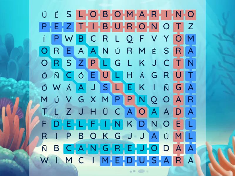 sopa de letras de animales marinos - Wordsearch