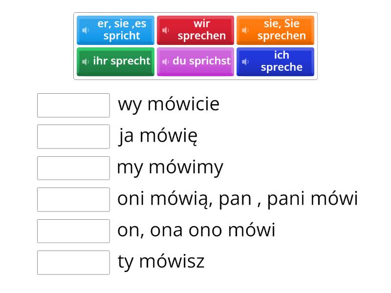 Verb sprechen - Match up