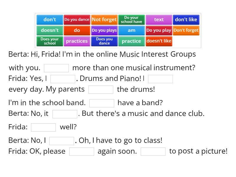 AP A1-3 Review Simple Present and Imperatives - Cümleyi tamamlayın