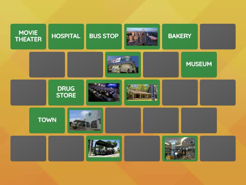 PLACES IN TOWN - MEMORY GAME - Matching pairs