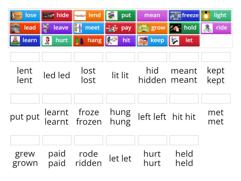 Irregular verbs freeze - ride Spotlight 6 - Match up