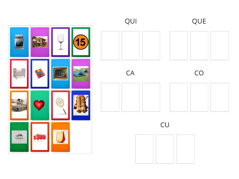 GRUPOS DE PALABRAS CON CA-QUE-QUI-CO-CU - فرز المجموعات