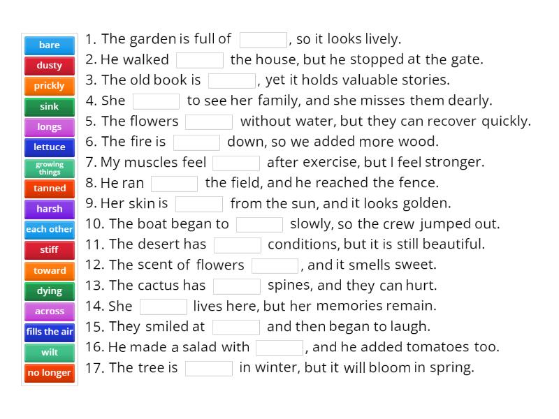 the good rain vocabs - Complete the sentence