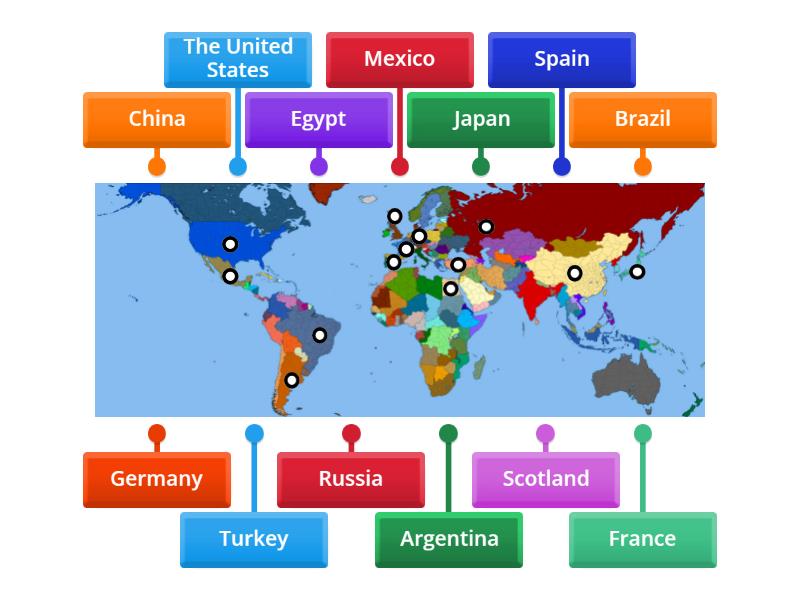 1B Countries around the world - Labelled diagram