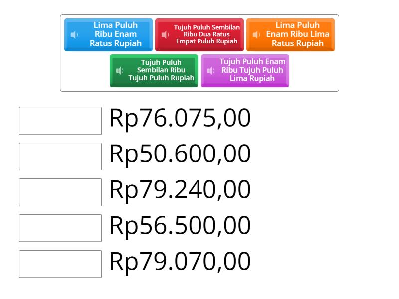 Menulis Bilangan Cacah sampai 100.000 - Match up