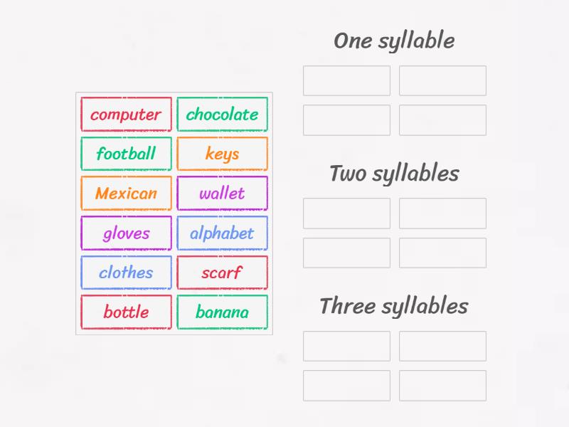 Prepare 2nd ed. Unit 4. Syllables. - Ordenar por grupo
