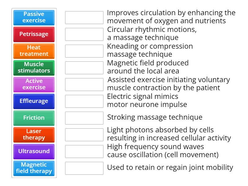 Week 70 - Physiotherapy terminology - Match up