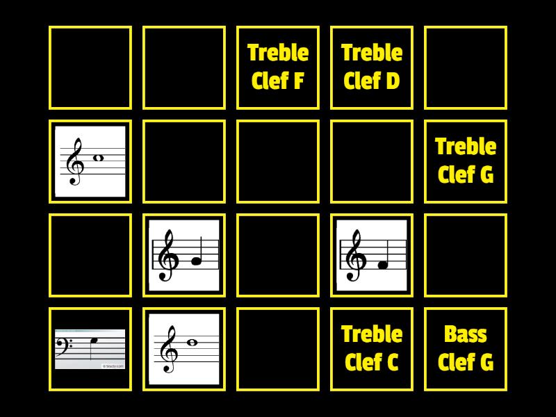 Treble and Bass Clef Memory Game - Matching pairs