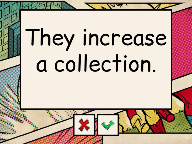 I increase a collection. to increase a collection - Flash cards