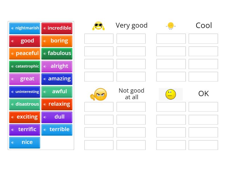 Classify the adjectives - Group sort