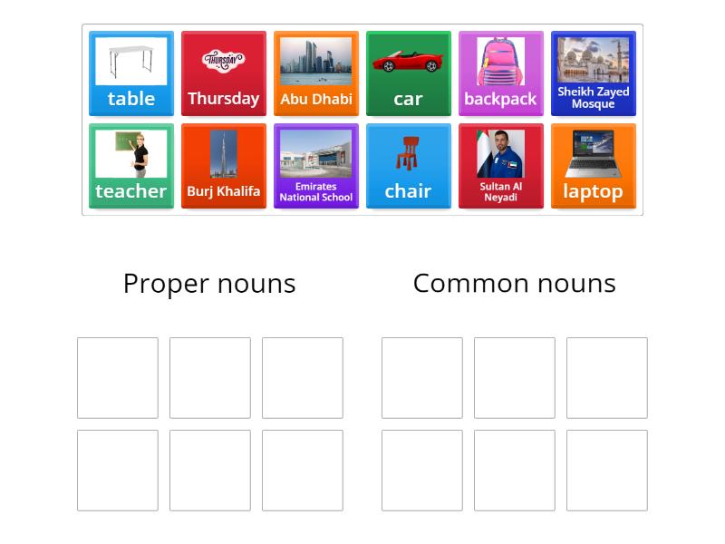 Proper and common nouns - Group sort