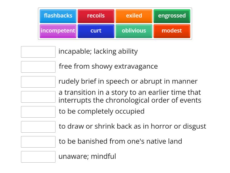 Restart Vocabulary-Section 3 (Chapters 13-18) - Match up