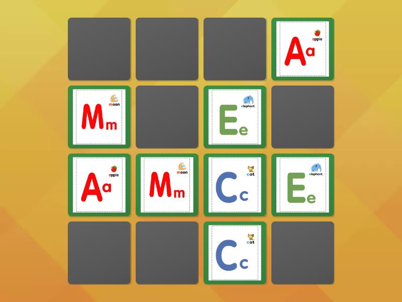 Alphabet memory game - Matching pairs