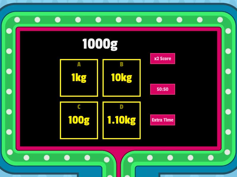 kg to g and g to kg - Gameshow quiz