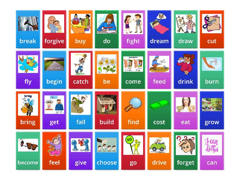 Irregular Verbs English Class A2 BE - GROW - Flip tiles