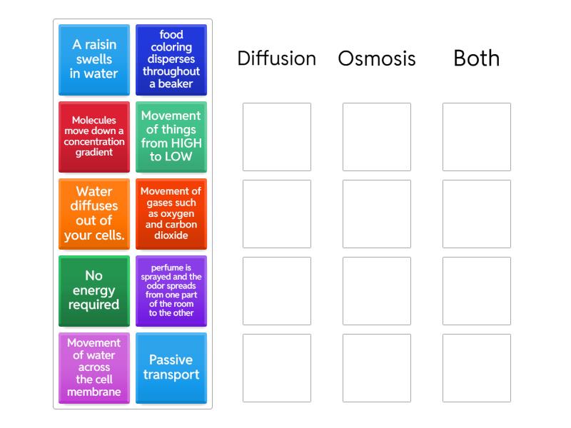 Diffusion vs. Osmosis Review - Group sort