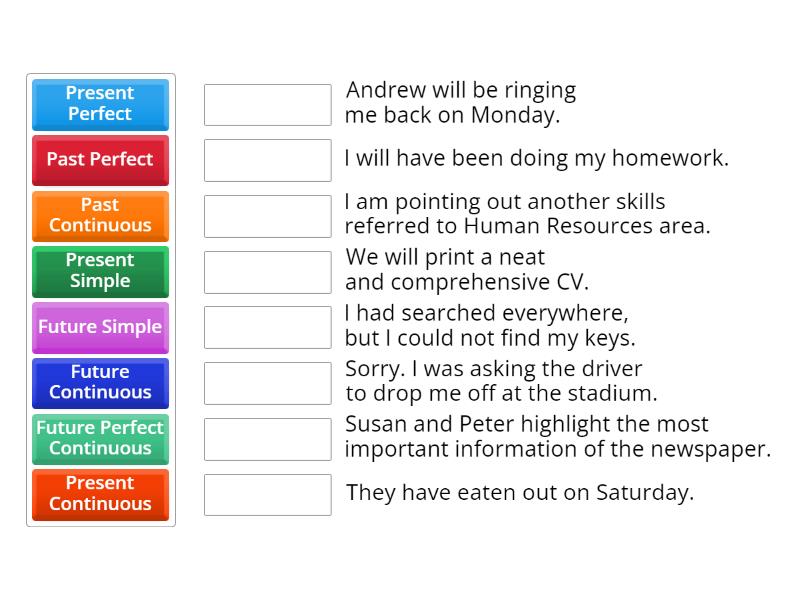 Verb Tenses Structure - Match up