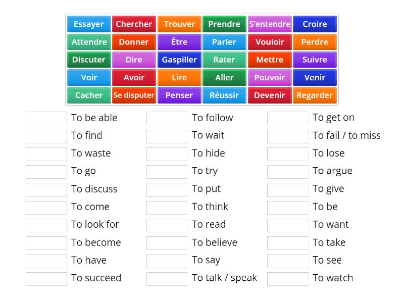 Verbs (infinitives) - Match up
