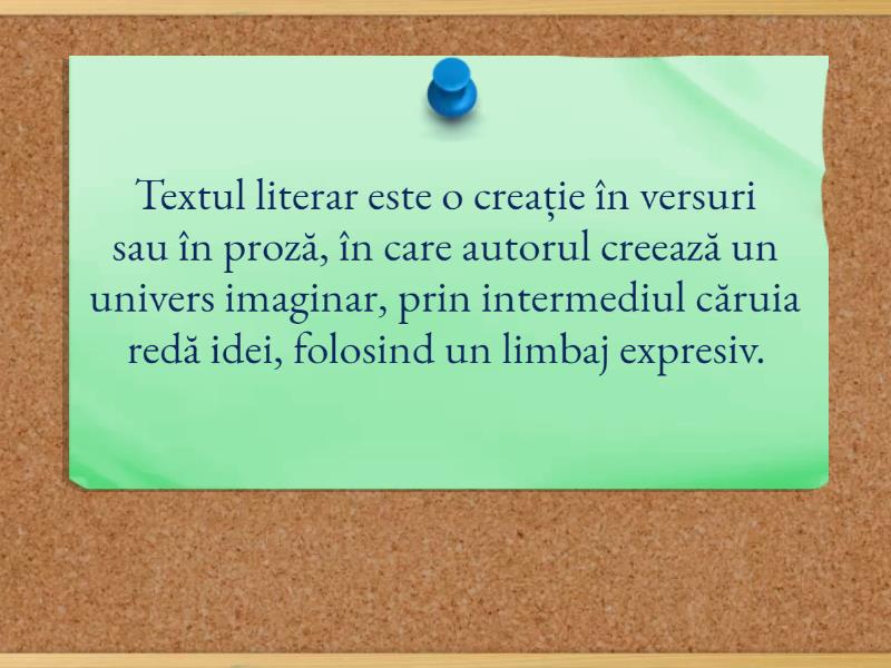 Textul literar și nonliterar - Flash cards