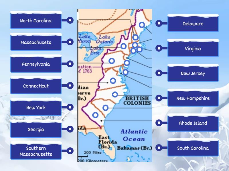 13 Original Colonies - Labelled diagram