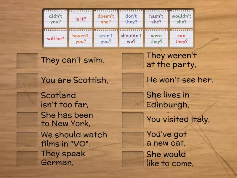 B1- question tags - Match up