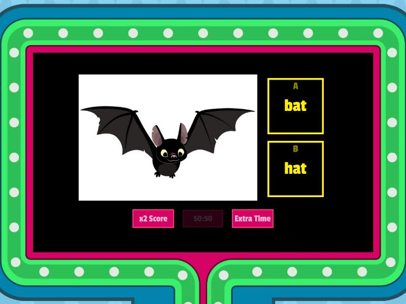 Ten vocabularies of Three letter phonic words: bat, big, leg, fox, cut ...