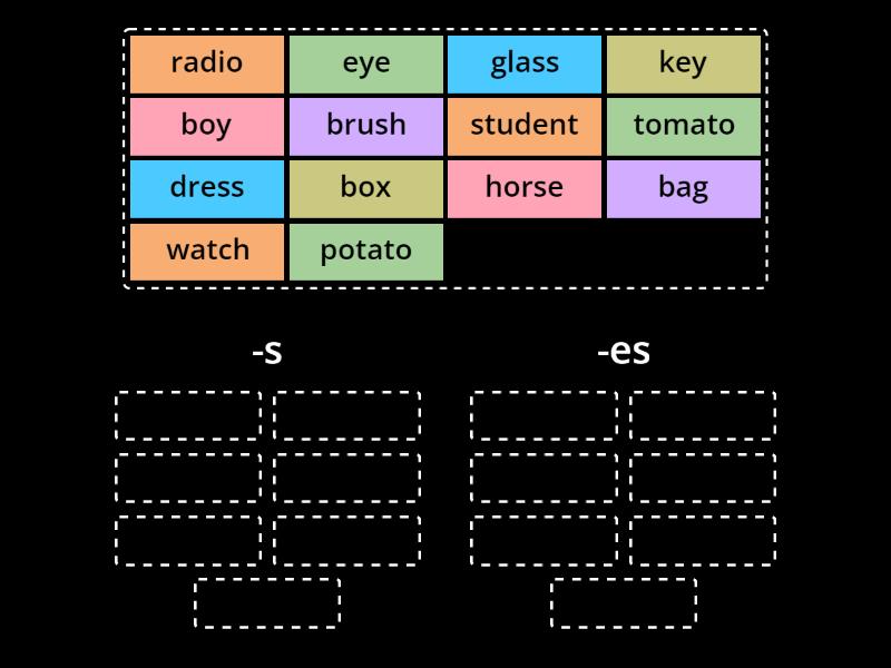 plural nouns with -es or -s - Group sort