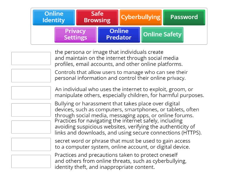 Online Safety Vocabulary - Match up