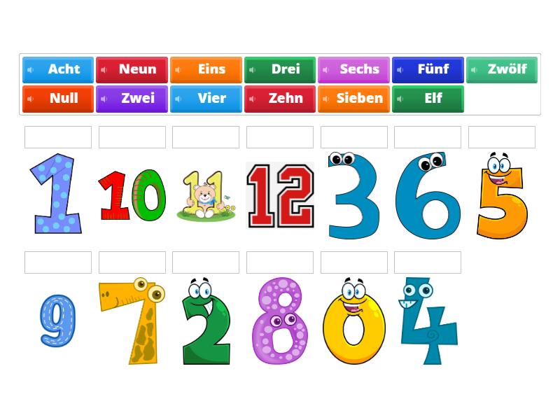 DEE A1.1 L1 : Zahlen 0-12 (Lesen & Hören) - Match up